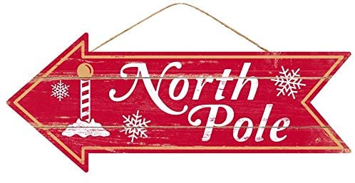 Vintage North Pole Arrow Sign - 16" x 6.5" — GiftWrap Etc