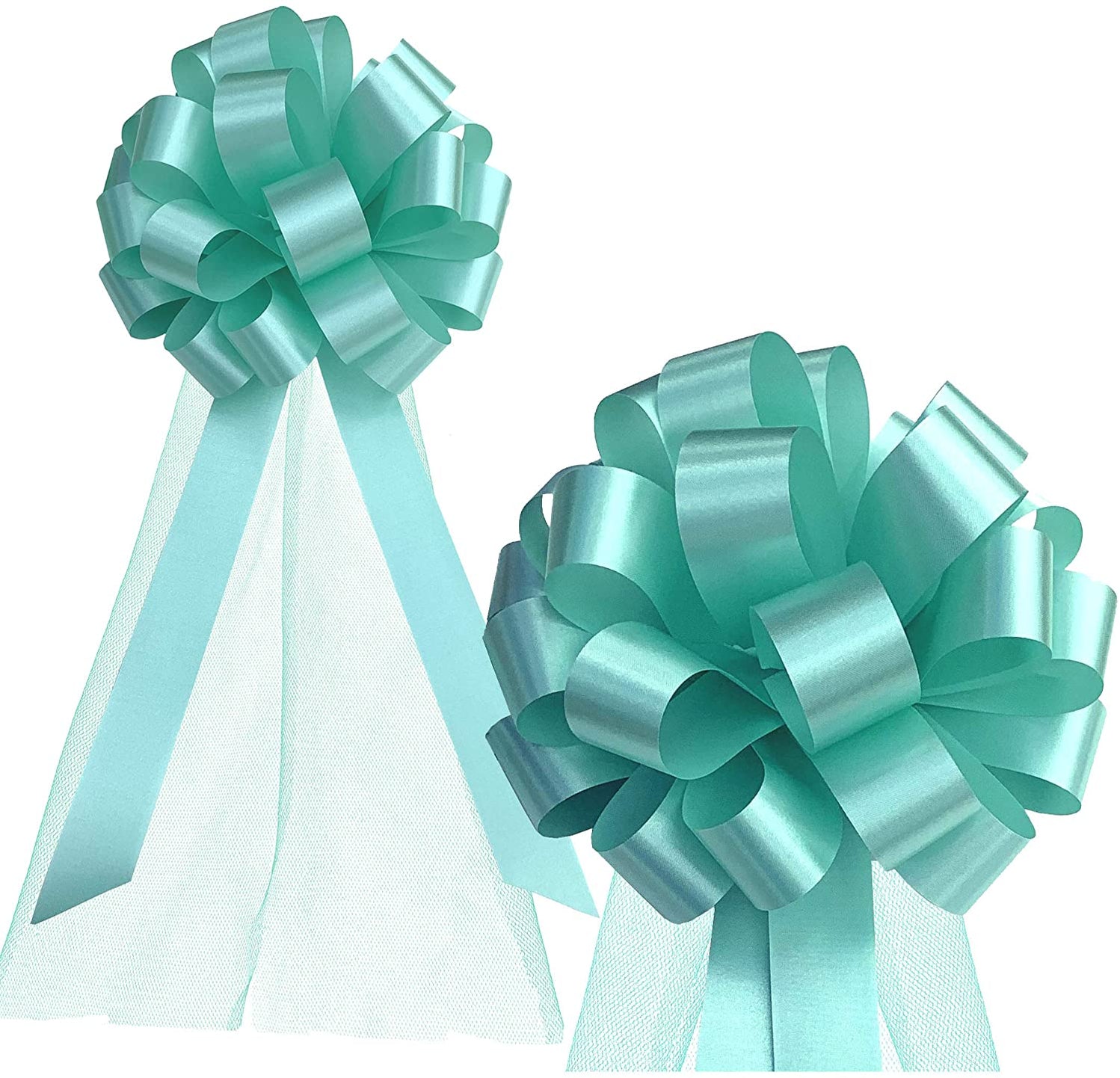 Wedding Pull Bows with Tulle Tails - 8" Wide, Set of 6 — GiftWrap Etc