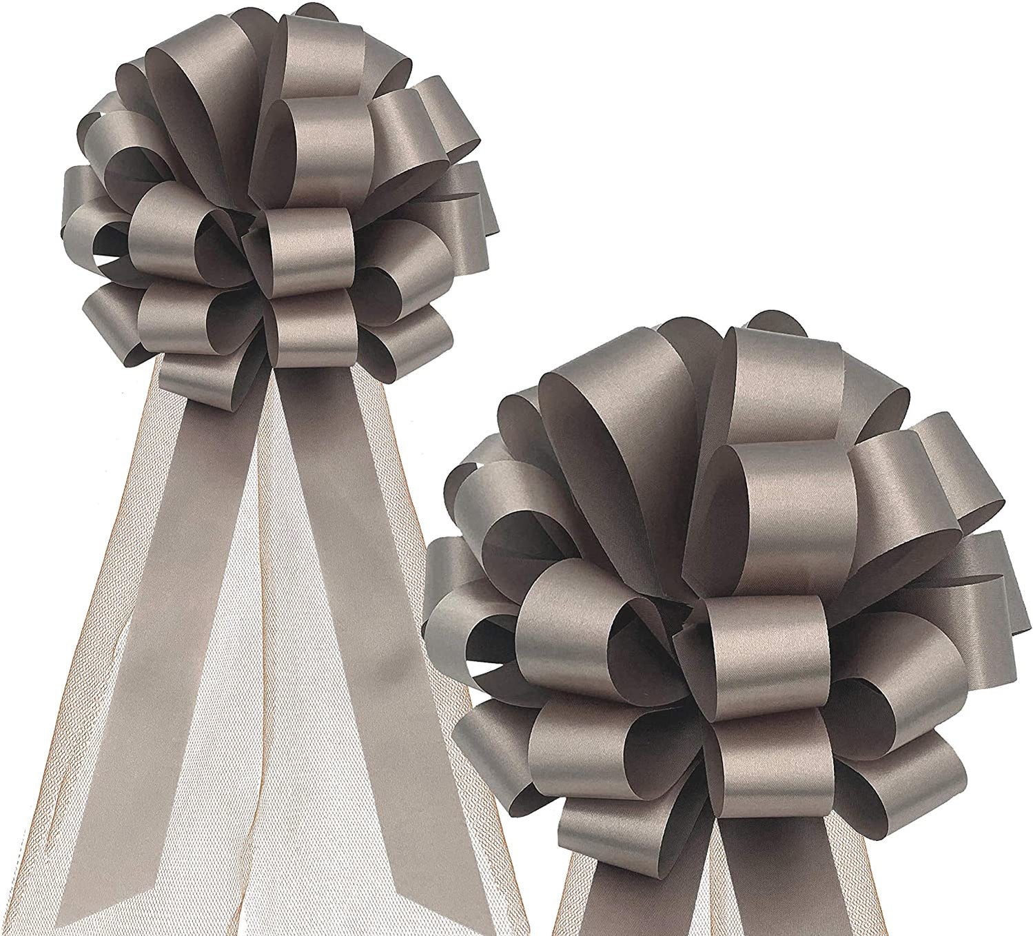 Wedding Pull Bows with Tulle Tails - 8" Wide, Set of 6 — GiftWrap Etc