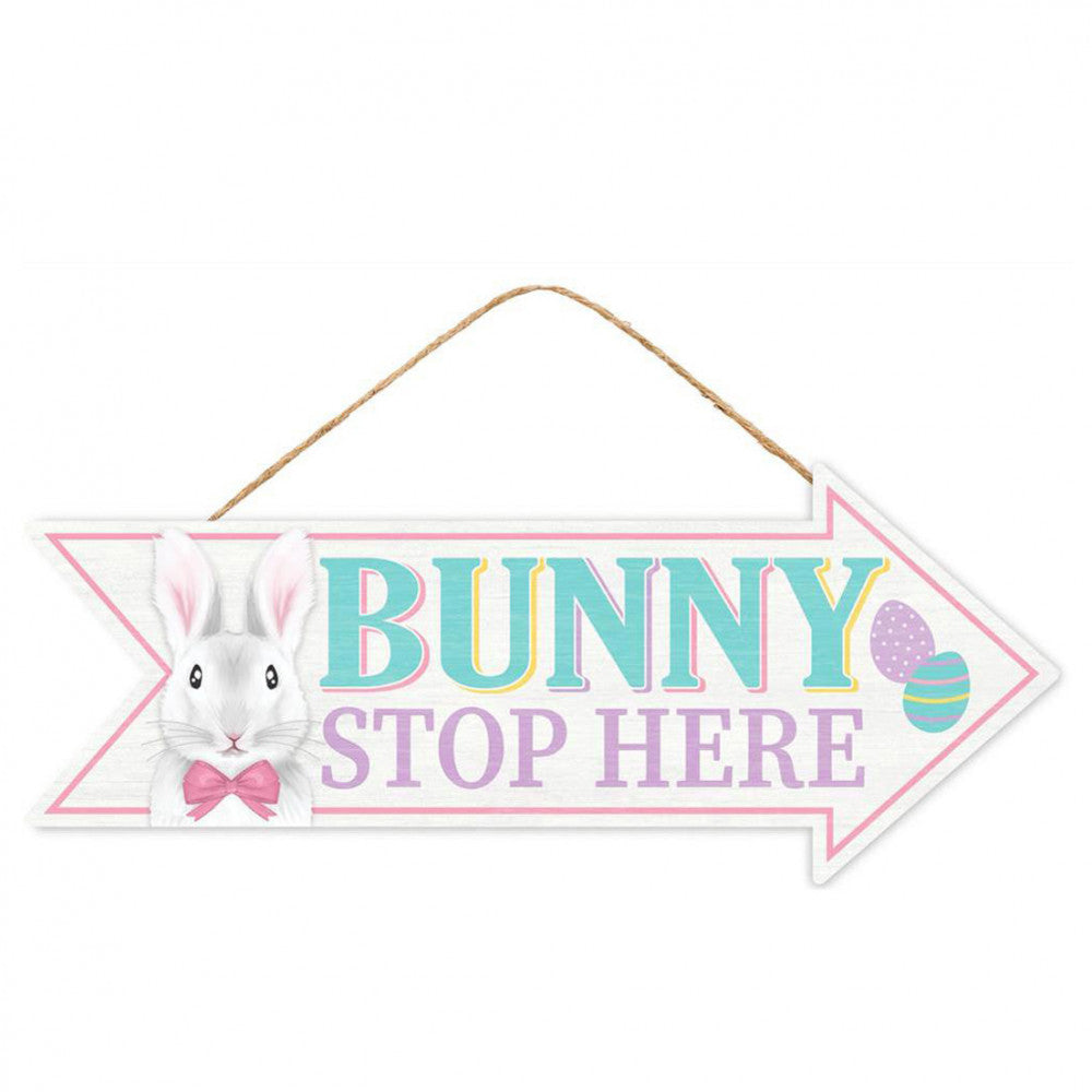 Easter Bunny Stop Here Arrow Sign - 16" x 6.75" — GiftWrap Etc