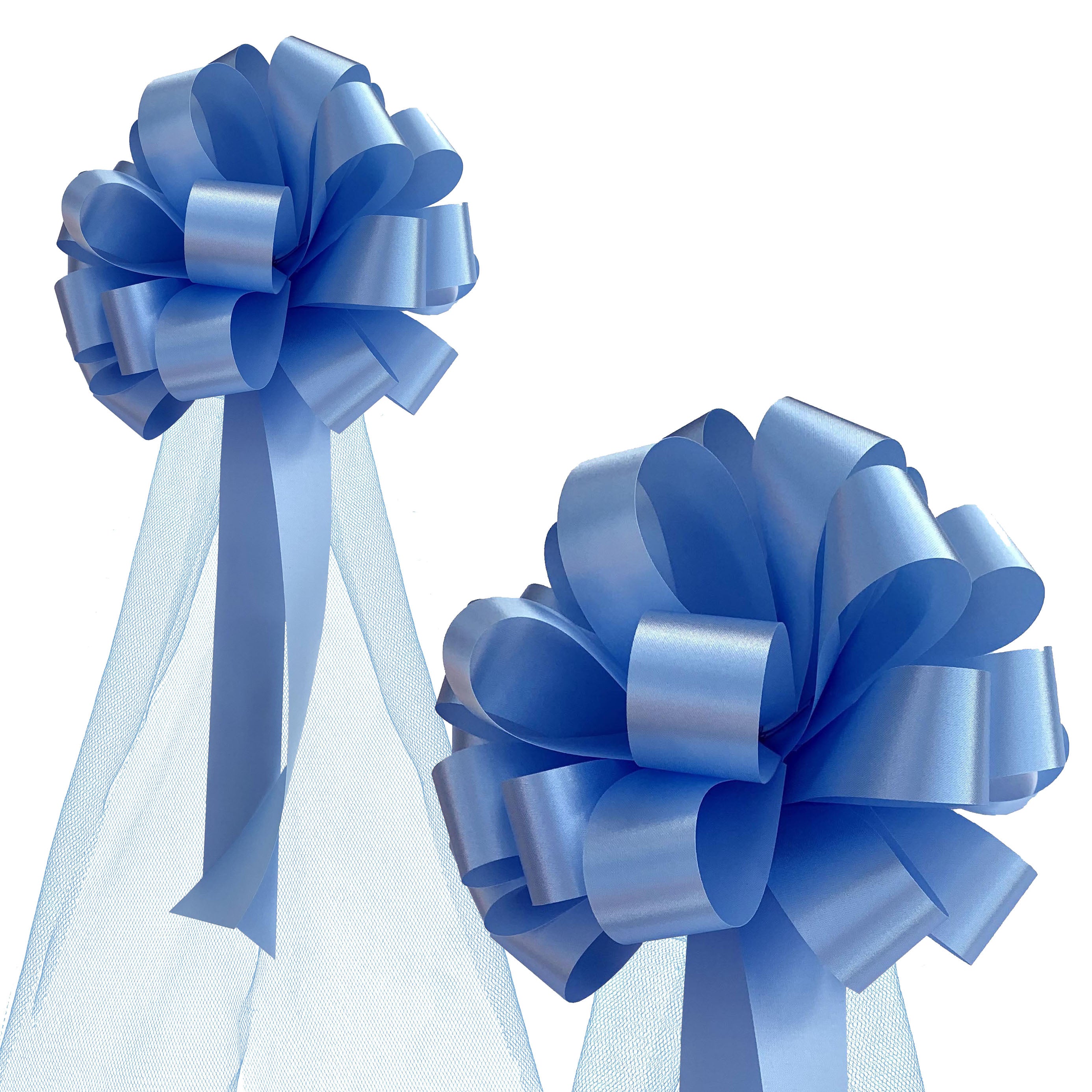 Wedding Pull Bows with Tulle Tails - 8" Wide, Set of 6 — GiftWrap Etc